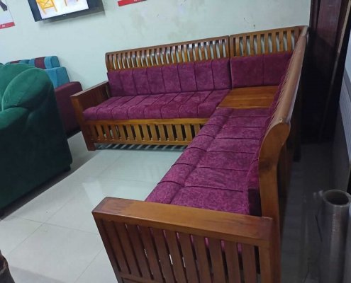 L-Corner Wooden Sofa – Nifya Furnitures