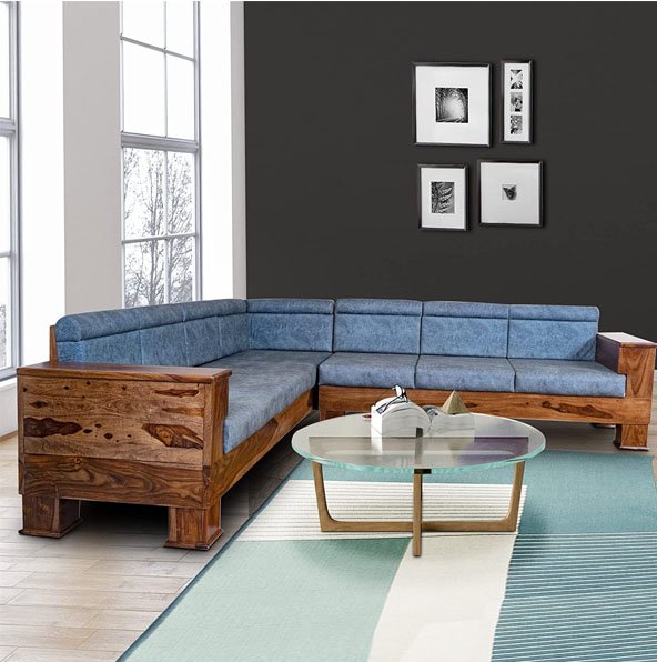 L-Corner Wooden Sofa – Nifya Furnitures